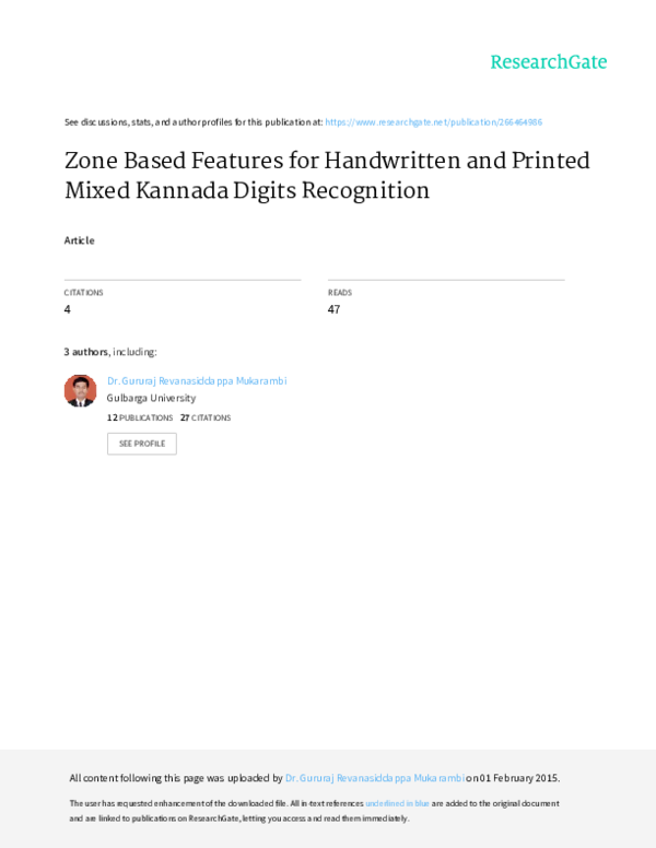 Pdf Zone Based Features For Handwritten And Printed Mixed Kannada Digits Recognition