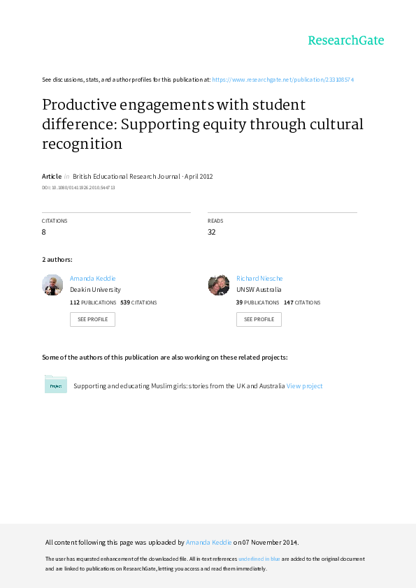 (PDF) Productive engagements with student difference: The limitations ...