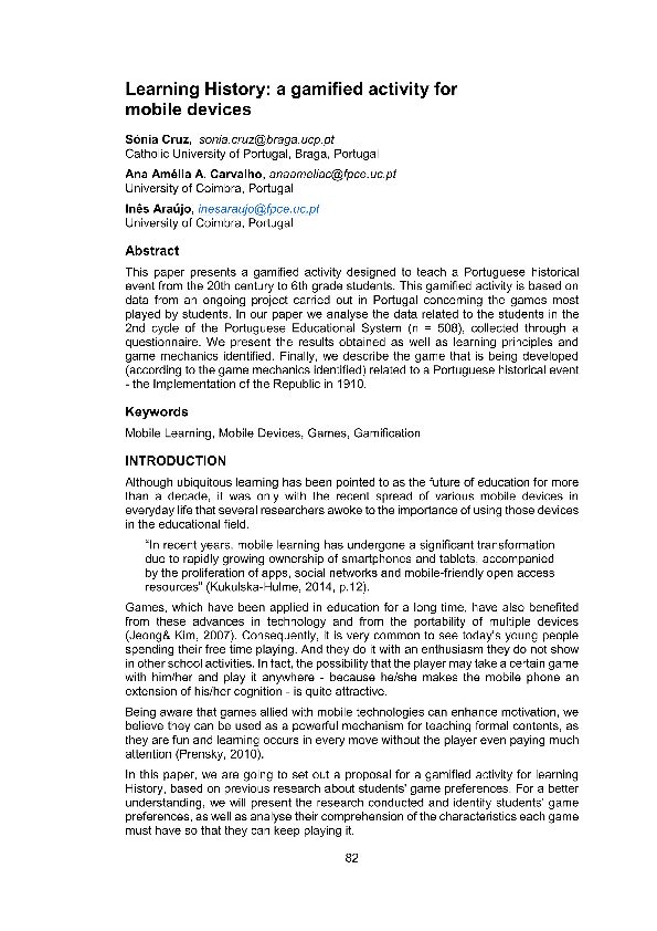 (PDF) Learning History: a gamified activity for mobile devices