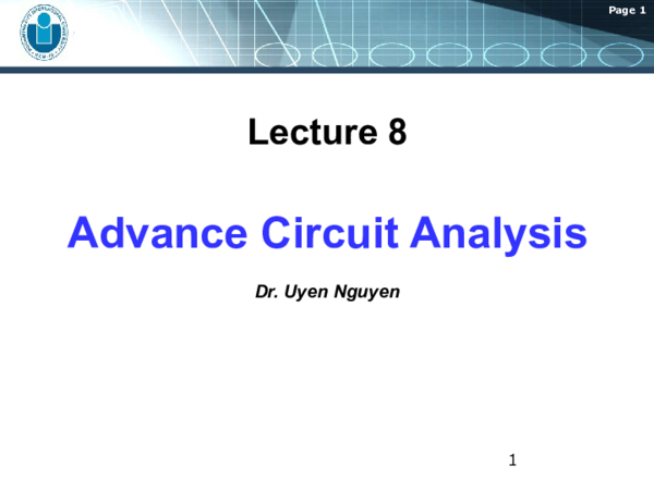 (PPT) Advance Circuit analysis