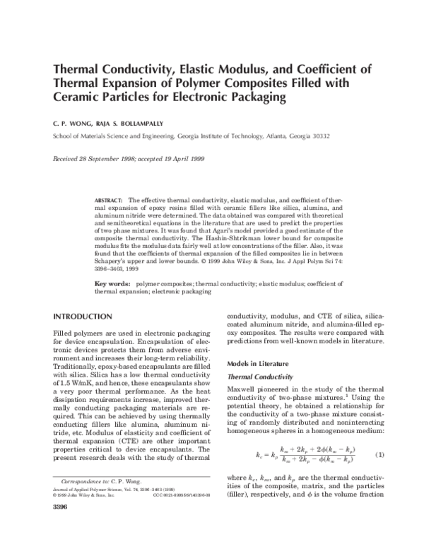 (PDF) Thermal Conductivity, Elastic Modulus, and Coefficient of Thermal ...