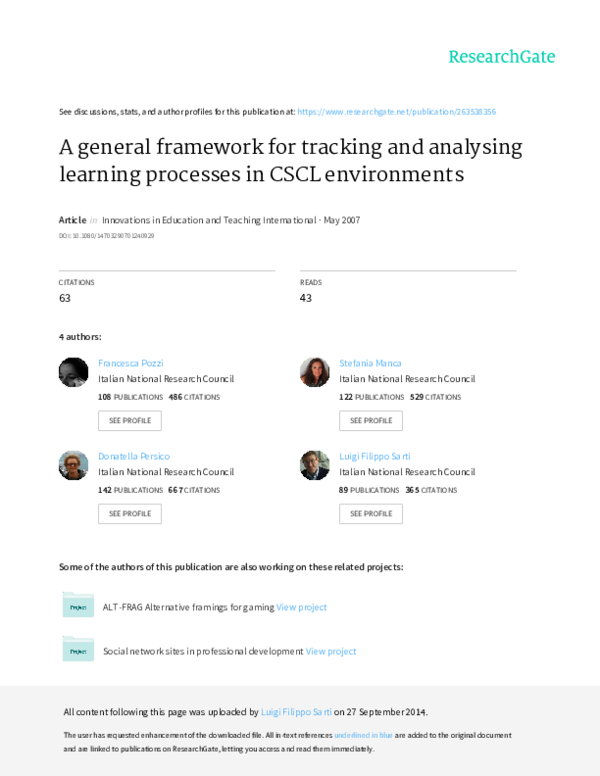 (PDF) A general framework for tracking and analysing learning processes in computer‐supported ...