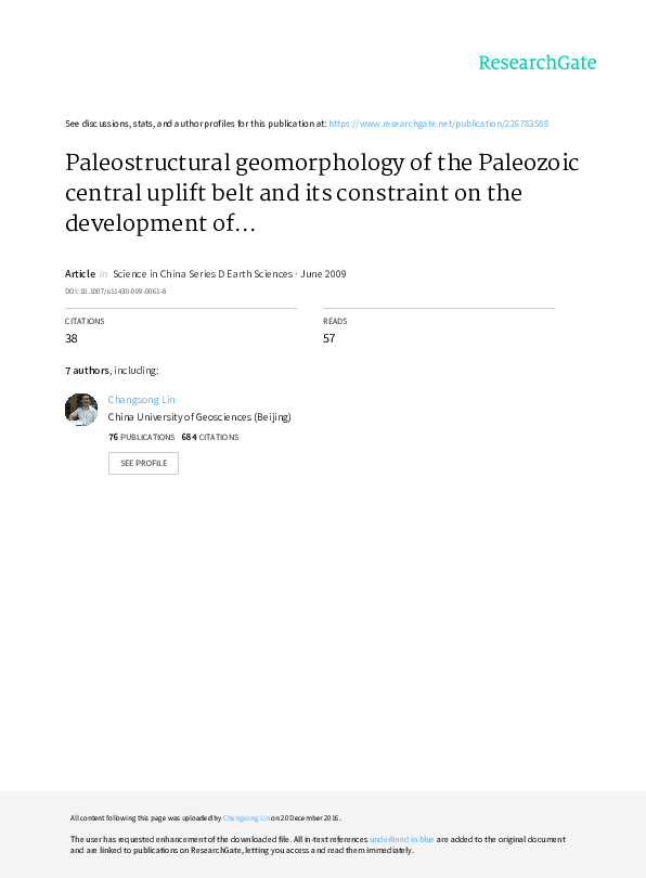 (PDF) Paleostructural geomorphology of the Paleozoic central uplift ...