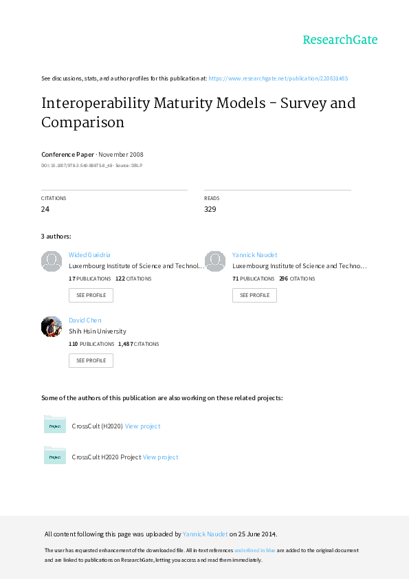 (PDF) Interoperability Maturity Models Survey and Comparison