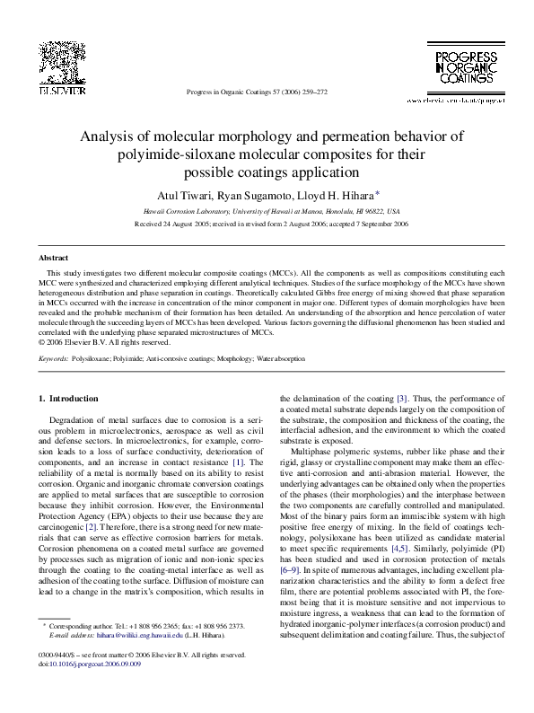 (PDF) Analysis of molecular morphology and permeation behavior of ...
