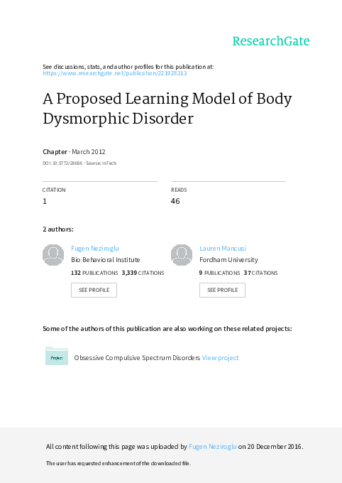 (PDF) A Proposed Learning Model of Body Dysmorphic Disorder