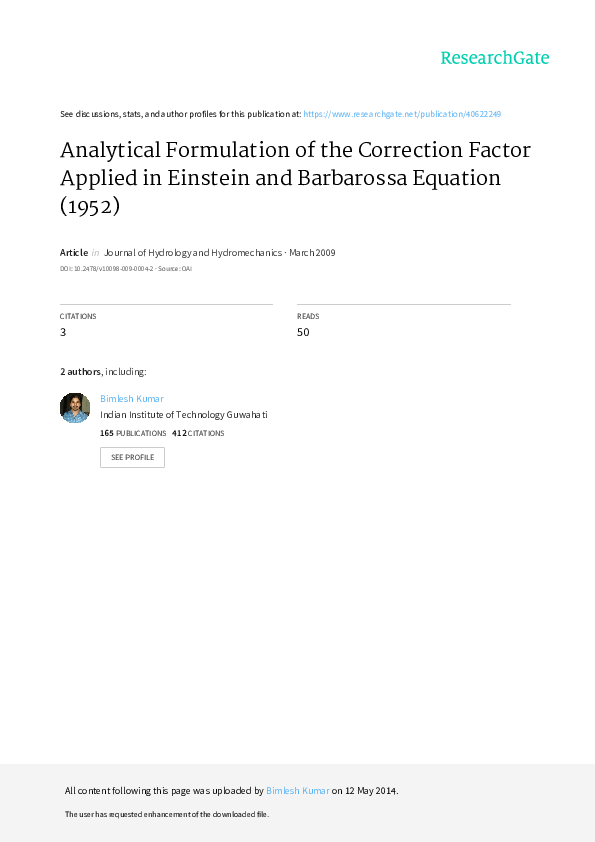 (PDF) Analytical formulation of the correction factor applied in ...