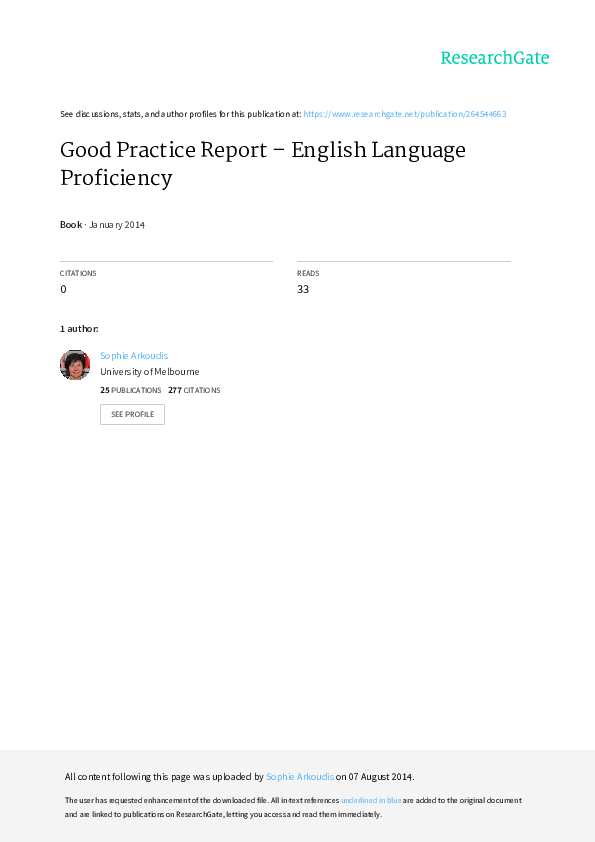 (PDF) Good Practice Report – English Language Proficiency