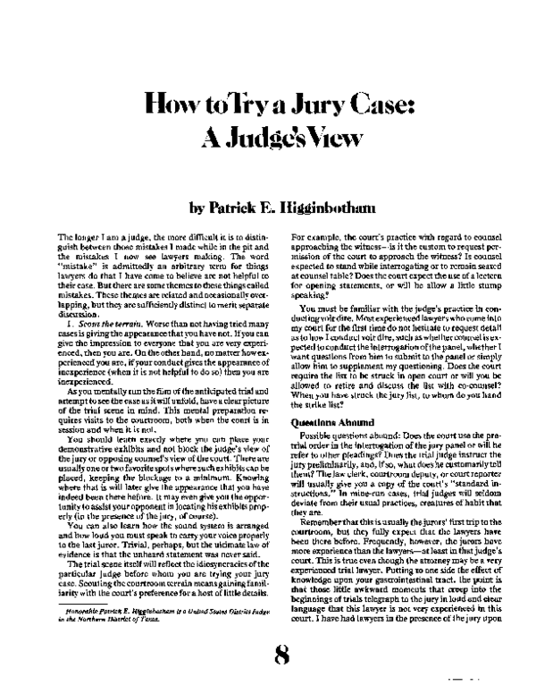 (PDF) How toTry a Jury Case: A Judge'sView