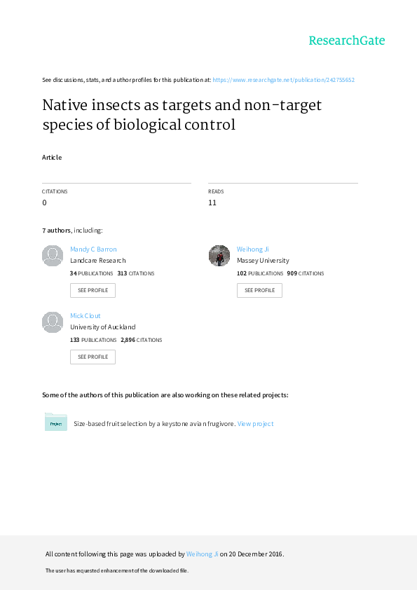 (PDF) Native insects as targets and non-target species of biological ...