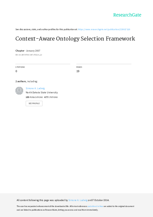 (PDF) Context-Aware Ontology Selection Framework