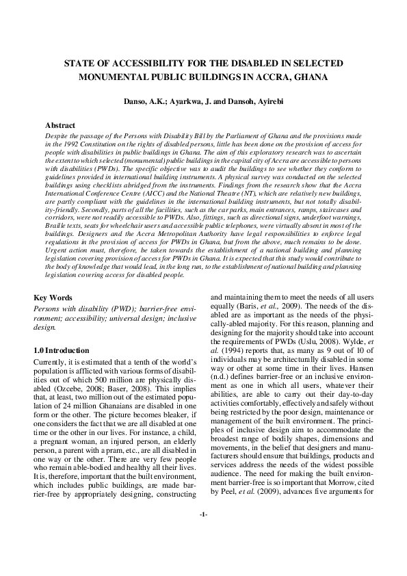 (PDF) STATE OF ACCESSIBILITY FOR THE DISABLED IN SELECTED MONUMENTAL ...