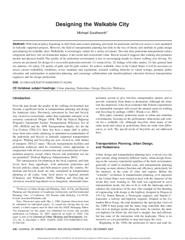 (PDF) Designing the Walkable City