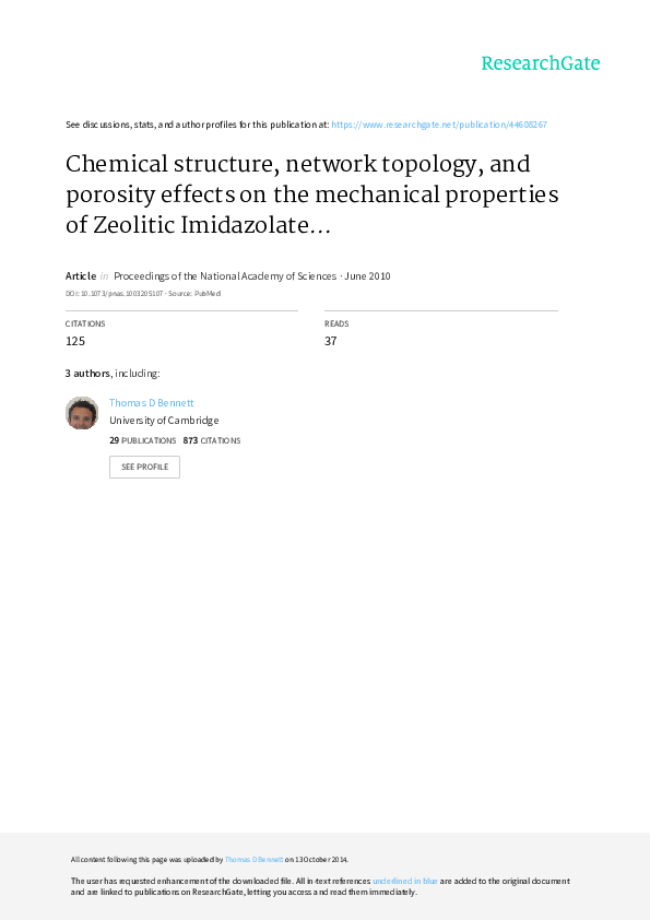(PDF) Chemical structure, network topology, and porosity effects on the mechanical properties of ...