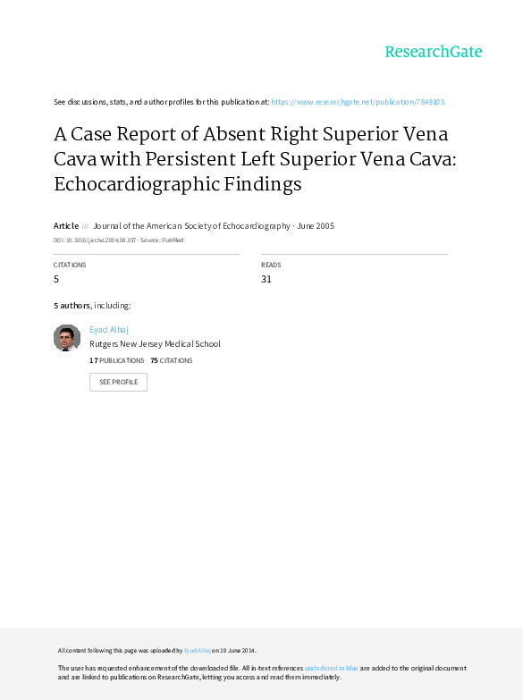 (PDF) A Case Report of Absent Right Superior Vena Cava with Persistent ...
