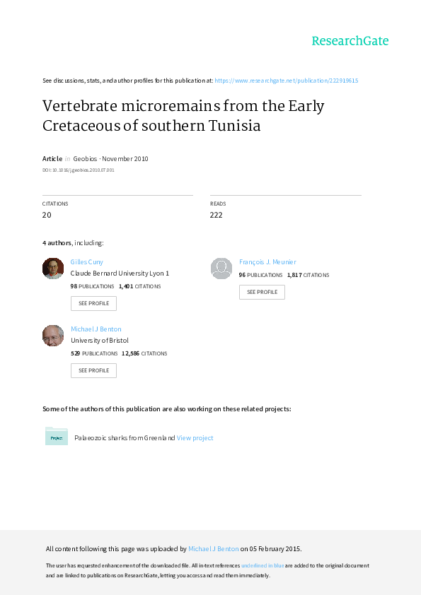 (PDF) Vertebrate assemblages from the early Late Cretaceous of ...