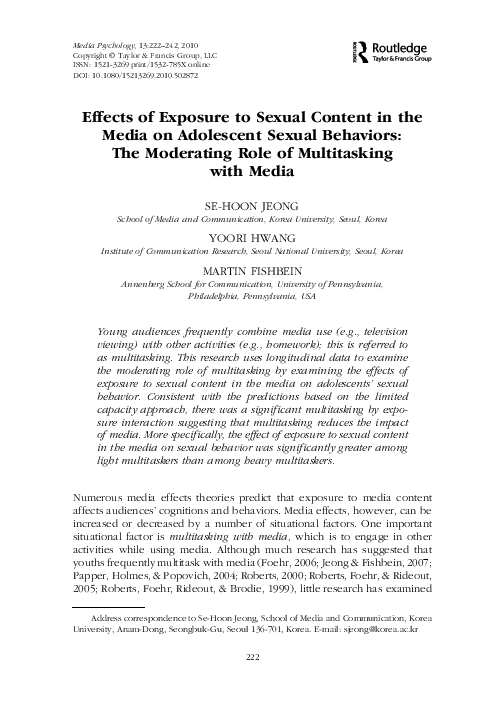 (PDF) Effects of Exposure to Sexual Content in the Media on Adolescent ...
