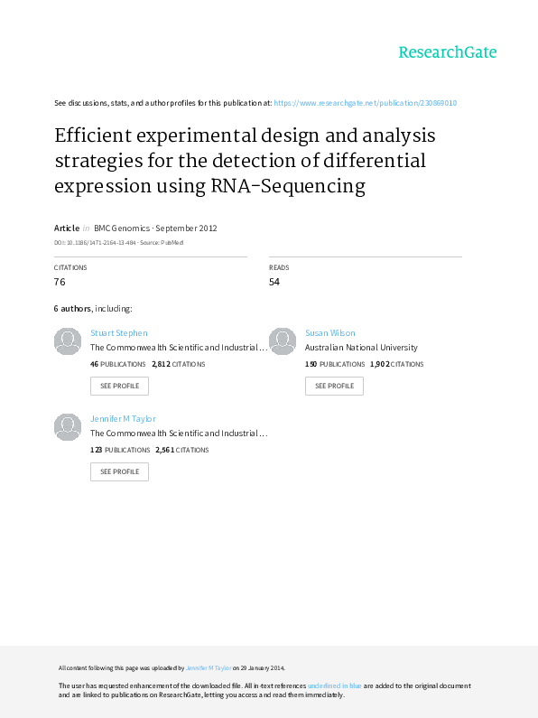 Pdf Efficient Experimental Design And Analysis Strategies For The Detection Of Differential