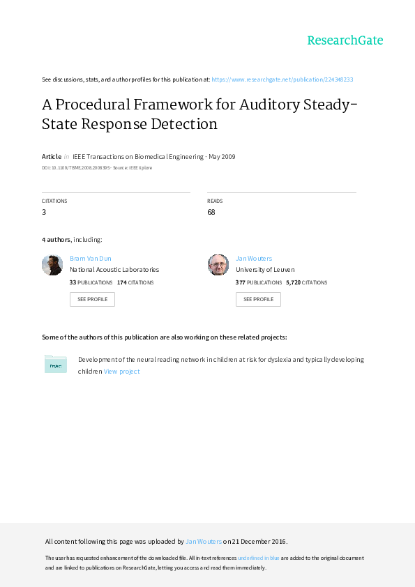 (PDF) A Procedural Framework for Auditory Steady-State Response Detection