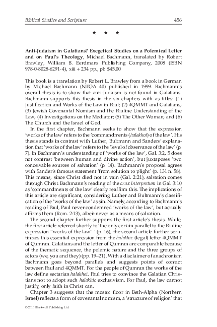 (PDF) Anti‐Judaism in Galatians? Exegetical Studies on a Polemical ...