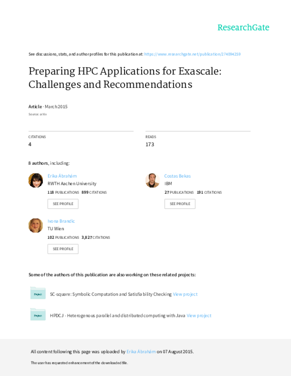 Pdf Preparing Hpc Applications For Exascale Challenges And Recommendations