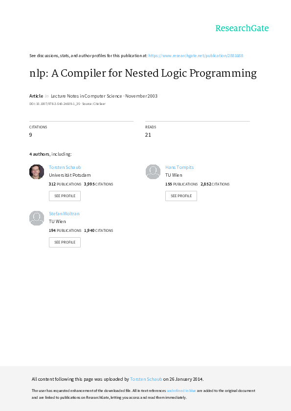 (PDF) nlp: A Compiler for Nested Logic Programming