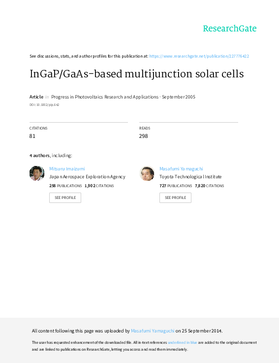 (PDF) InGaP/GaAs-based multijunction solar cells