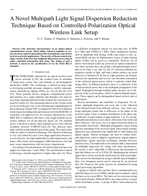 (PDF) Reducing Multipath Dispersion in Optical Links