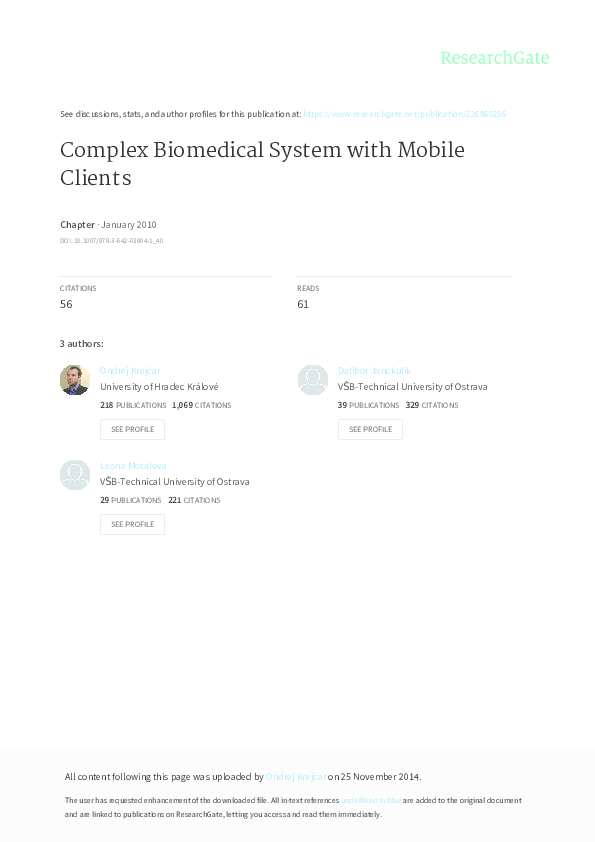 Complex Biomedical System with Mobile Clients