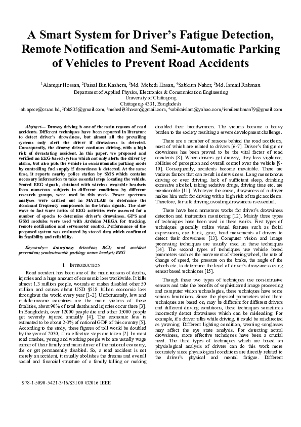 (PDF) A Smart System for Driver's Fatigue Detection, Remote ...