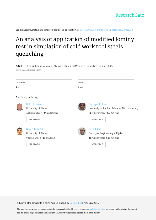 (PDF) An analysis of application of modified Jominy-test in simulation ...