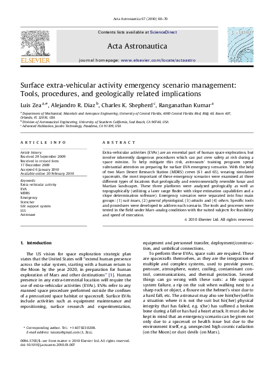 (PDF) Surface extra-vehicular activity emergency scenario management ...