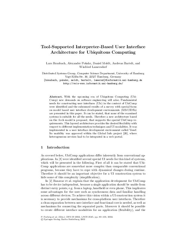 (PDF) Tool-Supported Interpreter-Based User Interface Architecture for Ubiquitous Computing