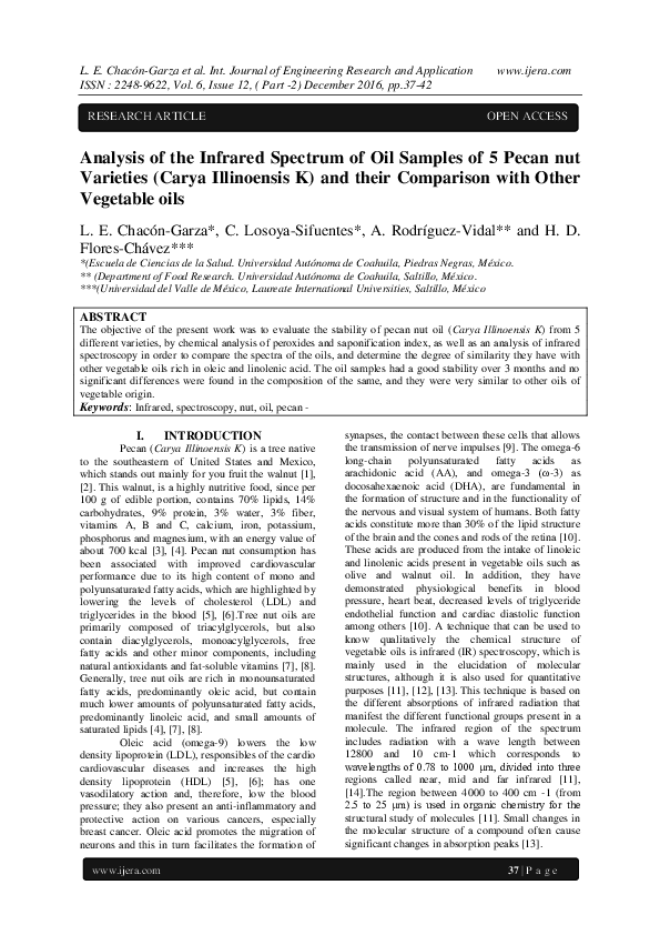 (PDF) Analysis of the Infrared Spectrum of Oil Samples of 5 Pecan nut ...
