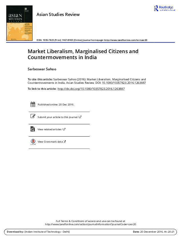 (PDF) Market Liberalism, Marginalised Citizens and Countermovements in ...