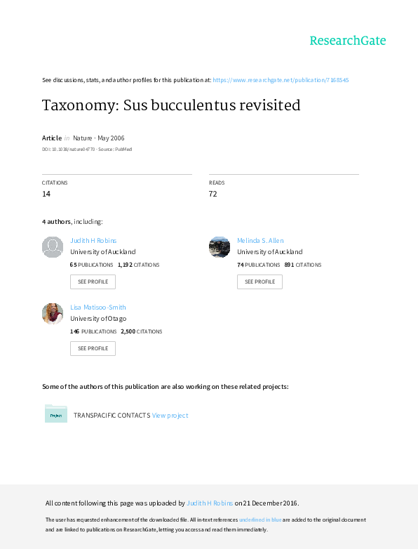 (PDF) Taxonomy: Sus bucculentus revisited