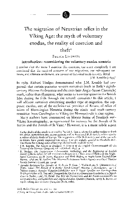 (PDF) The migration of Neustrian relics in the Viking Age: the myth of ...