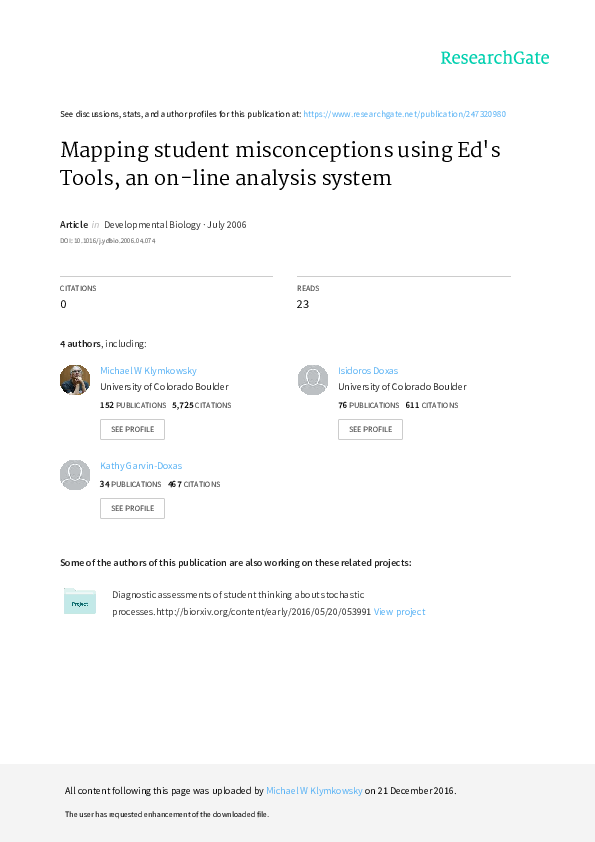 (PDF) Mapping student misconceptions using Ed's Tools, an on-line ...