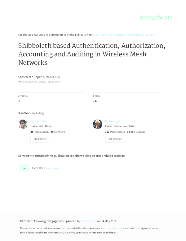 (PDF) Shibboleth based Authentication, Authorization, Accounting and ...