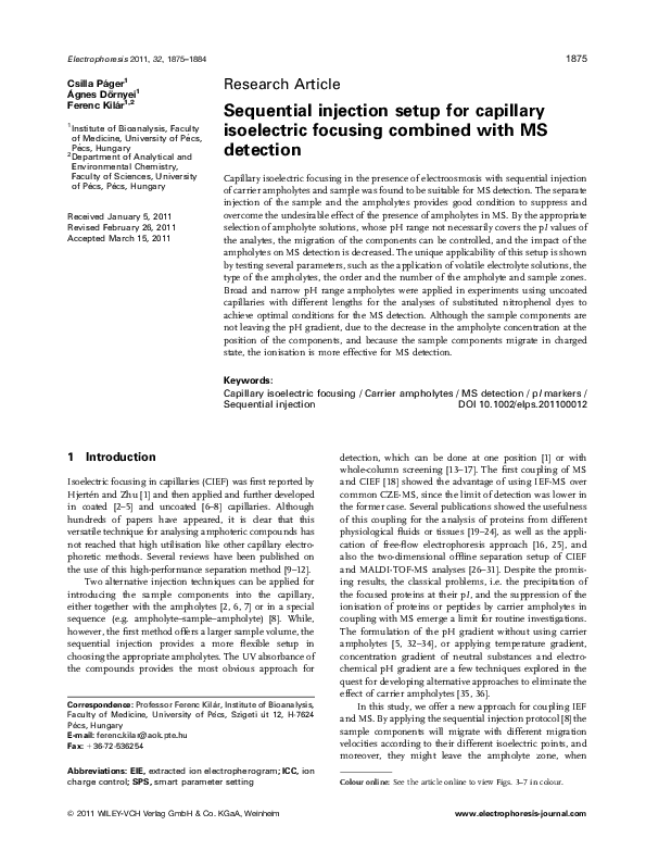 (PDF) Sequential injection setup for capillary isoelectric focusing combined with MS detection