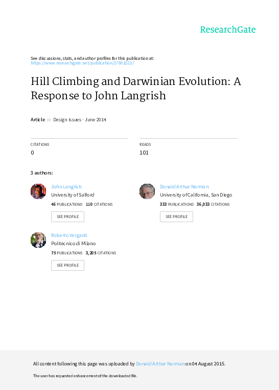 (PDF) Hill Climbing and Darwinian Evolution: A Response to John Langrish