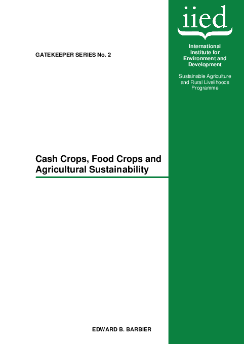 (PDF) GATEKEEPER SERIES No. 2 Cash Crops, Food Crops and Agricultural ...