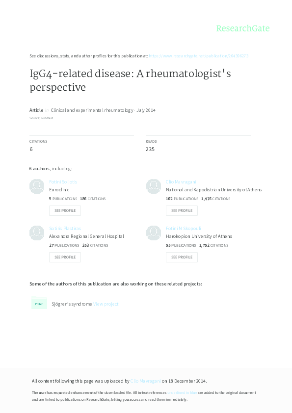 (PDF) Systemic Amyloidosis as a Rare Complication of IgG4 Related ...