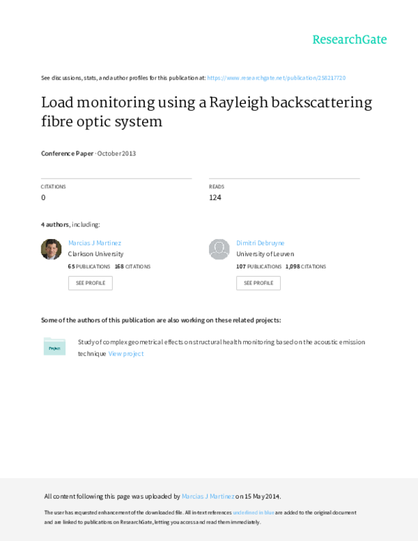 (PDF) Load monitoring using a Rayleigh backscattering fibre optic system