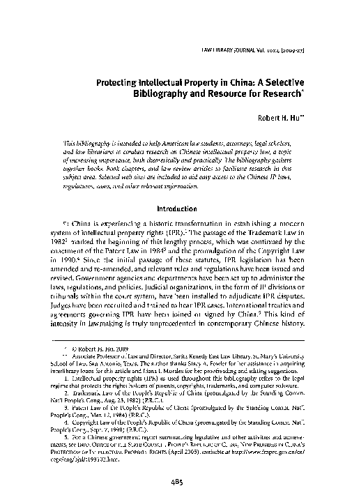 (PDF) Protecting Intellectual Property in China: A Selective ...
