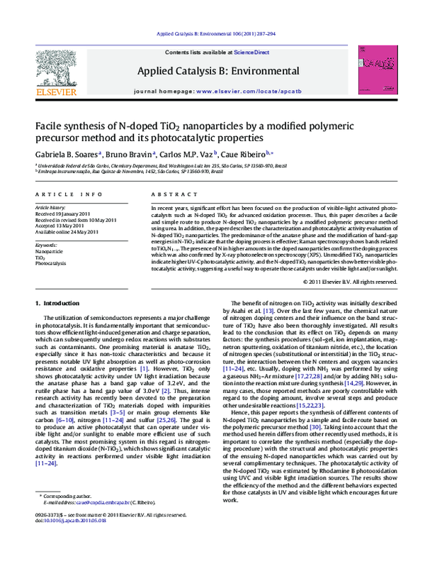 (PDF) Facile synthesis of N-doped TiO2 nanoparticles by a modified ...