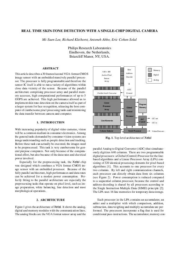 (PDF) Real Time Skin-Tone Detection with a Single-Chip Digital Camera