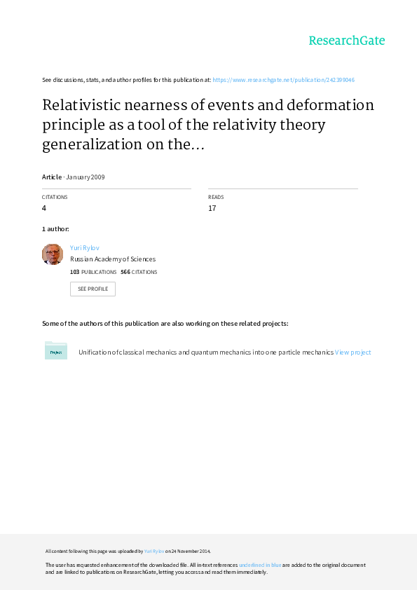 (PDF) Generalizing Relativity with Deformation Principle