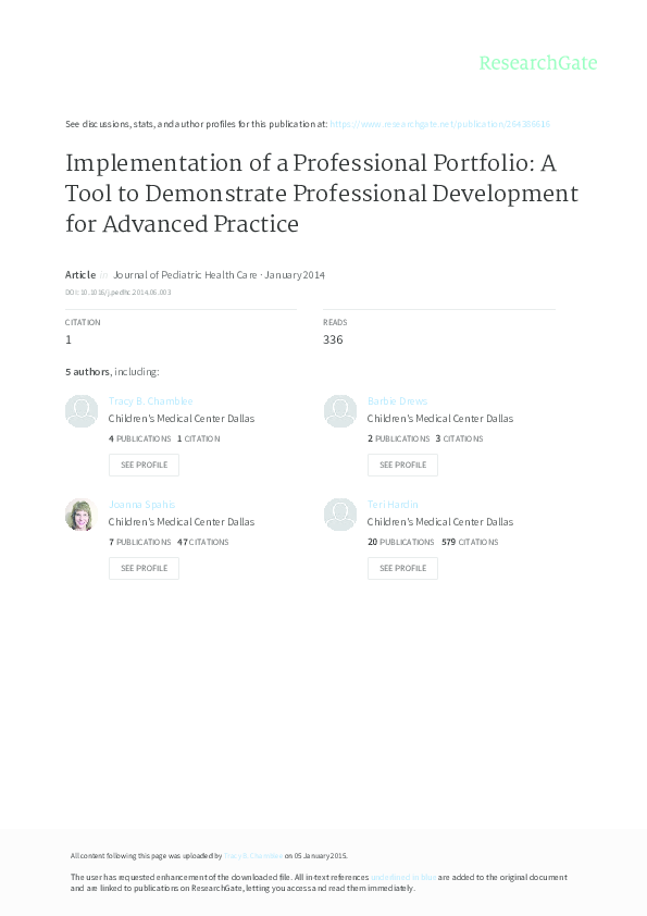 (PDF) Implementation of a professional portfolio: a tool to demonstrate ...