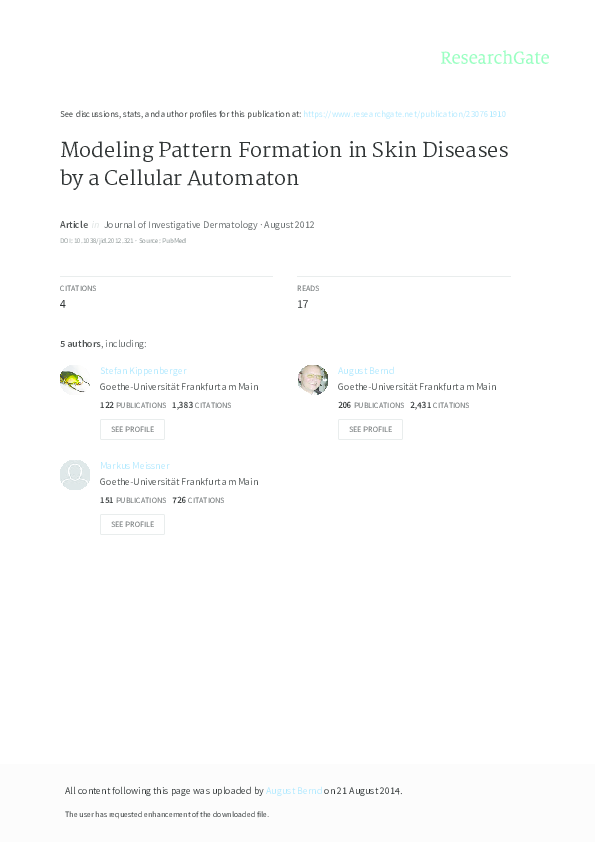 (PDF) Modeling Pattern Formation in Skin Diseases by a Cellular ...